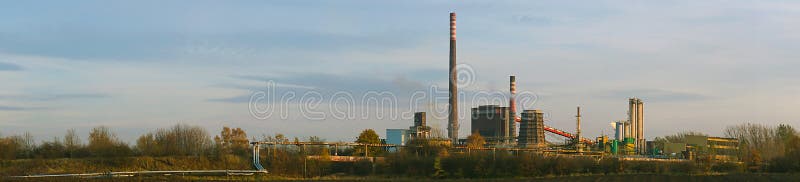 Panorama Historic Coking Plant in the Setting Sun Stock Photo - Image ...