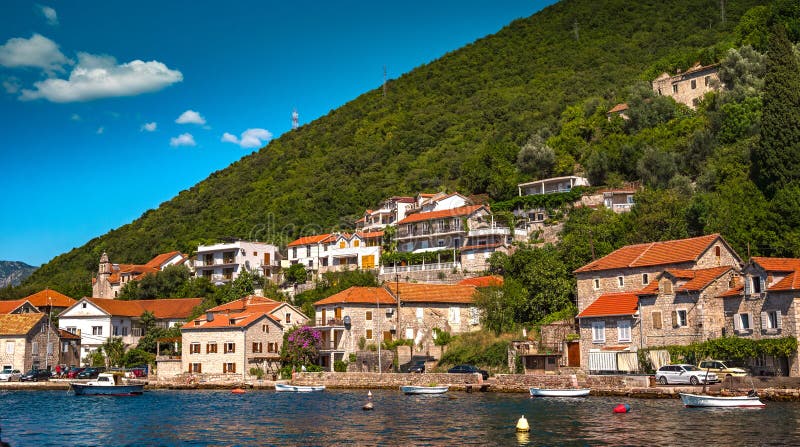 Panorama of Historic Town Lepetane in Montenegro Stock Photo - Image of ...