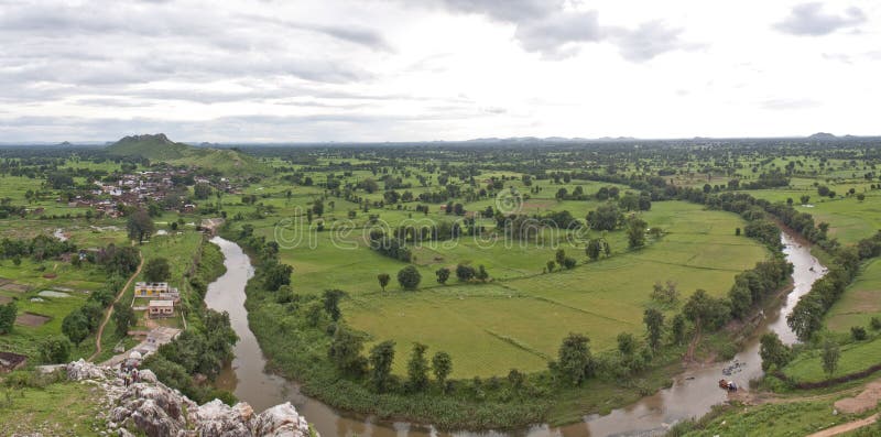 Panorama of Indian Countryside Stock Photo - Image of mountain, hill ...