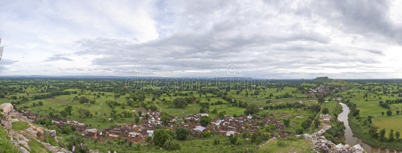 Indian,countryside Village Landscape Background, Panoramic View Stock ...