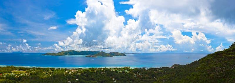 Panorama of Island Praslin at Seychelles Stock Image - Image of nature ...