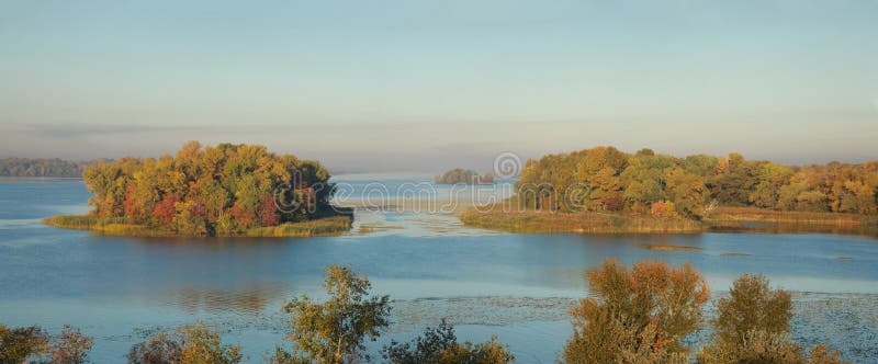 Panorama, Islands on the River Stock Image - Image of background ...