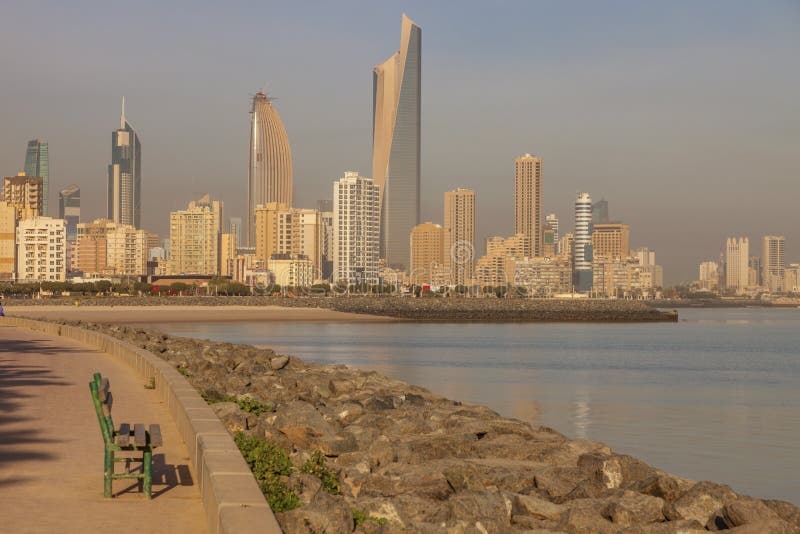 Panorama of Kuwait City from the Beach Stock Image - Image of building ...