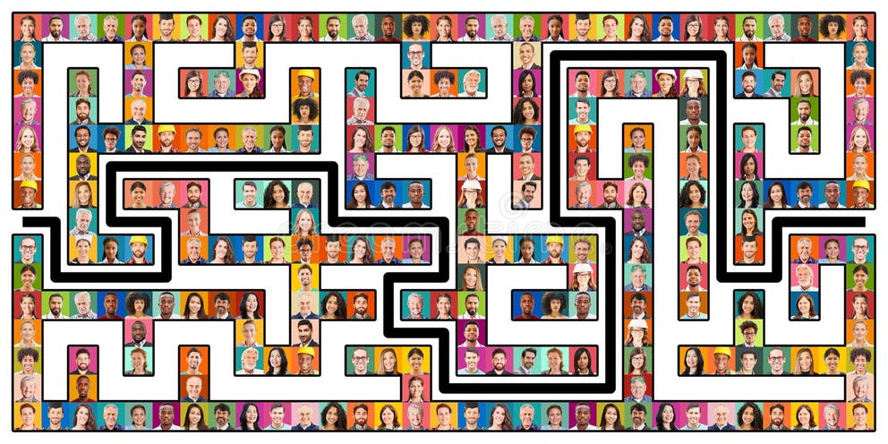 Panorama Labyrinth of Adults of Many Generations Stock Image - Image of ...