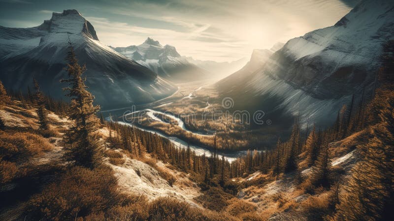 Panorama of a Lake in Banff National Park, Alberta, Canada. Ai ... Panorama of a Lake in Banff National Park, Alberta, Canada. Ai ...