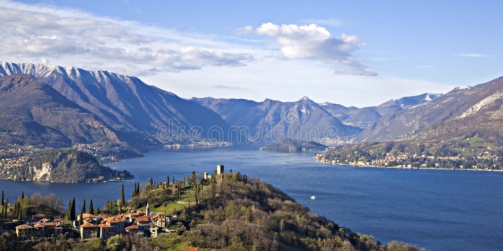 Panorama lake Como stock photo. Image of coastline, alps - 13391802