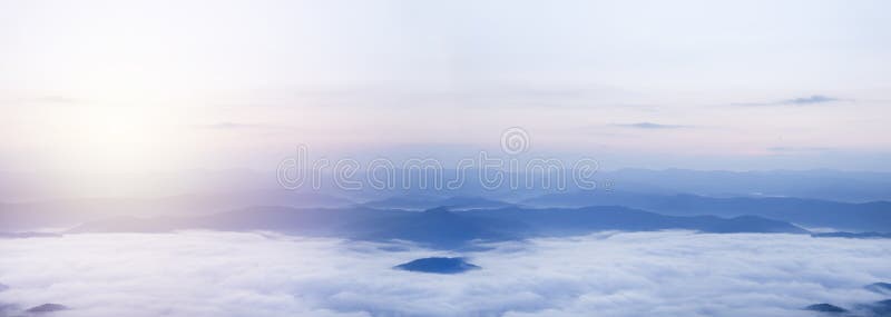Panorama Landscape of Mountain Fog Sky Clouds Landscape in the Morning ...