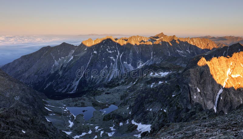 Panorama Landscape of Mountain at Sunset, Slovakia Stock Image - Image ...