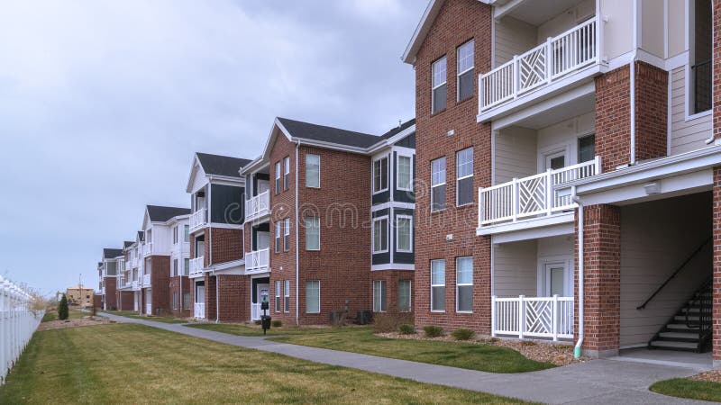 Panorama Large Apartment Complex in a Receding View Stock Image - Image ...