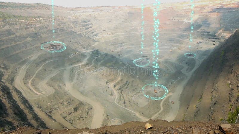 Panorama of a Large Quarry. Iron Ore Mining Visualization. Modern ...