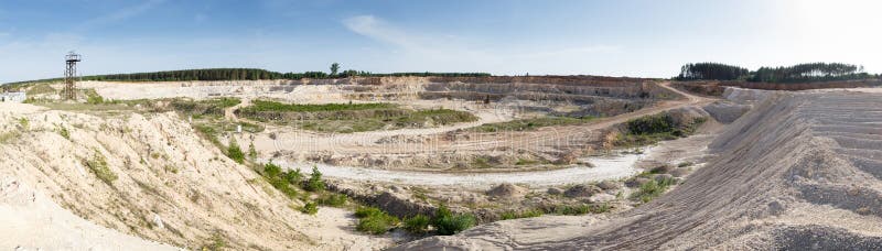 Panorama Large Quarry Limestone Ore Stock Image - Image of excavation ...