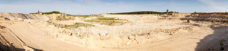 Panorama Large Quarry Limestone Ore Stock Image - Image of pits, quarry ...
