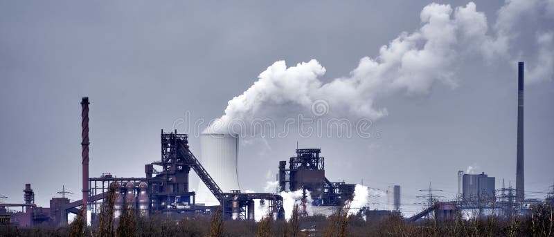Panorama of a Large Steel Mill on the Horizon Stock Photo - Image of ...