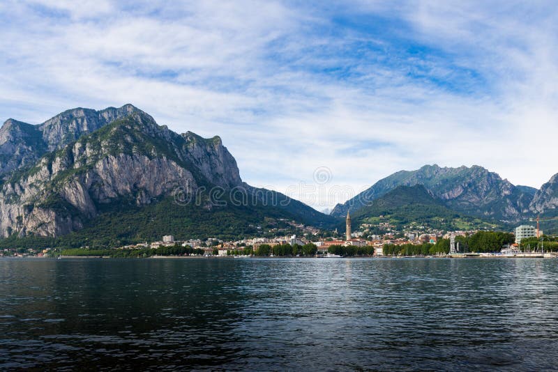 Panorama of Lecco on Lake Como with the Mountains in the Background ...