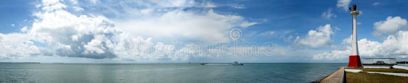 Panorama with the Lighthouse Stock Photo - Image of navigation ...
