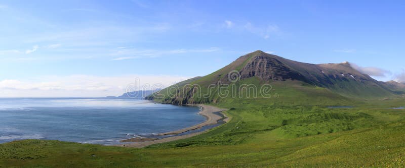 Panorama of the Lisinski Bay Bering Island Summer Stock Photo - Image ...