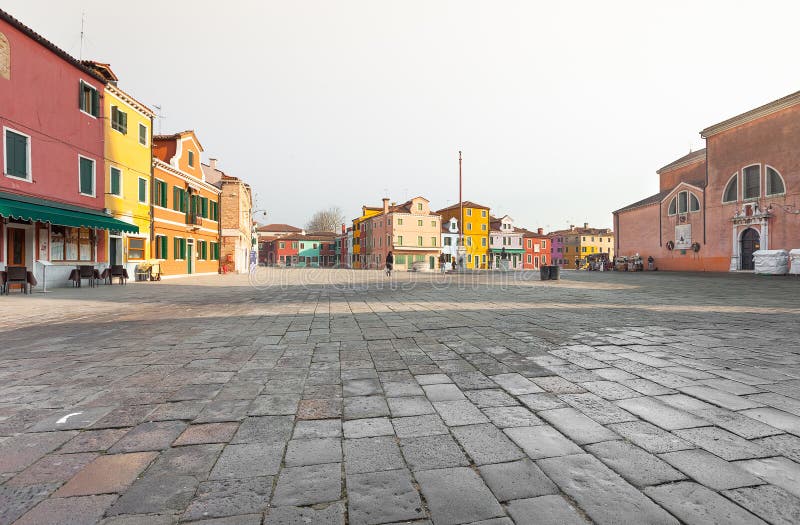 Panorama from a Little Square in Burano Island, Venice Stock Image ...