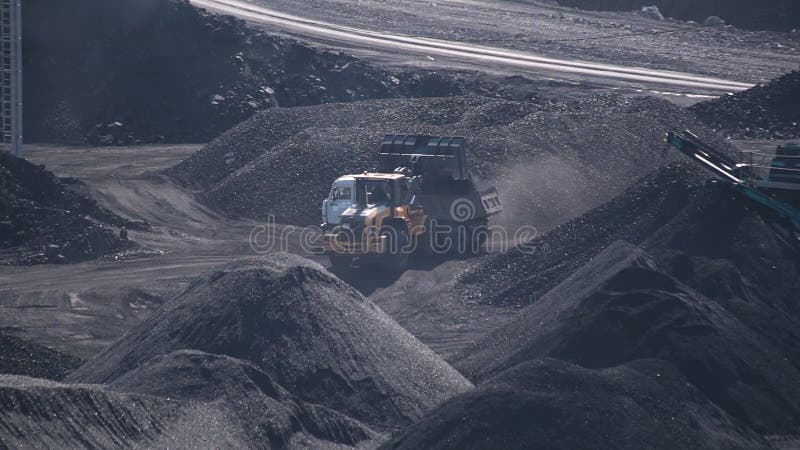Coal Loader Inside the Mine, Aerial View Stock Footage - Video of ...