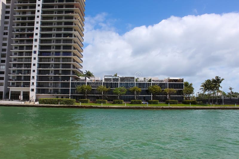 Luxury Apartments in Port of Miami Stock Photo - Image of lagoon ...