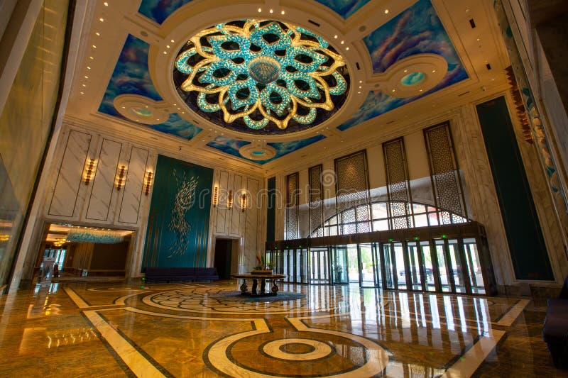 Panorama of Luxury Hotel Main Hall Stock Photo - Image of building ...