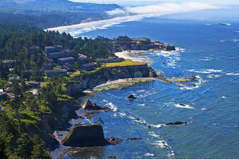 Panorama De La Costa De Oregon Con Los Wildflowers Foto de archivo ...