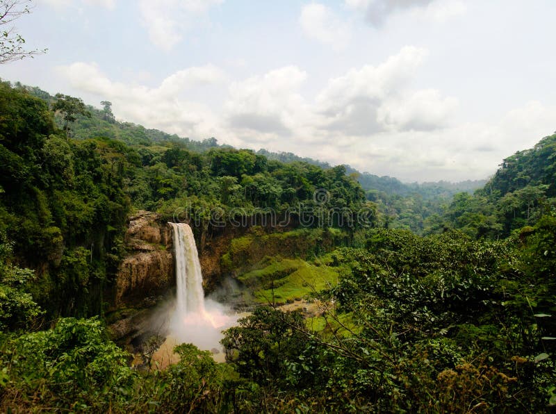 Panorama of Main Cascade of Ekom Waterfall at Nkam River, Cameroon ...