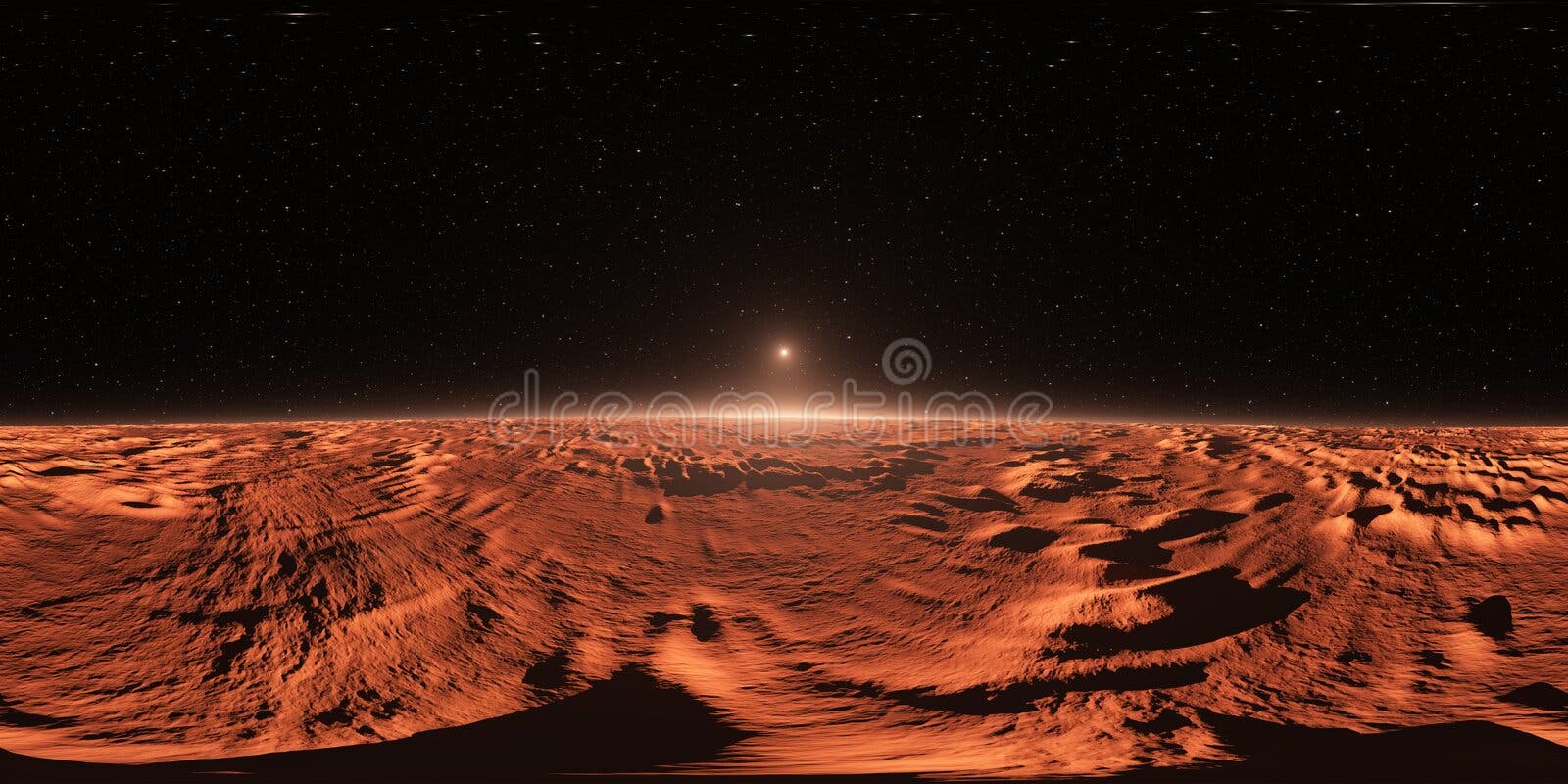 360 Panorama of Mars-like Exoplanet Sunset, Environment Map ...