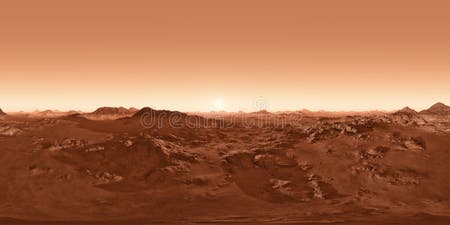 360 Panorama of Mars Sunset, Environment Map. Equirectangular ...