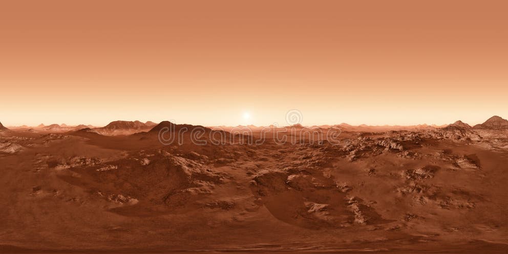 360 Panorama of Mars Sunset, Environment Map. Equirectangular ...