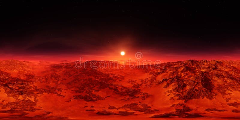 Panorama of the Martian Landscape at Sunset Stock Illustration ...