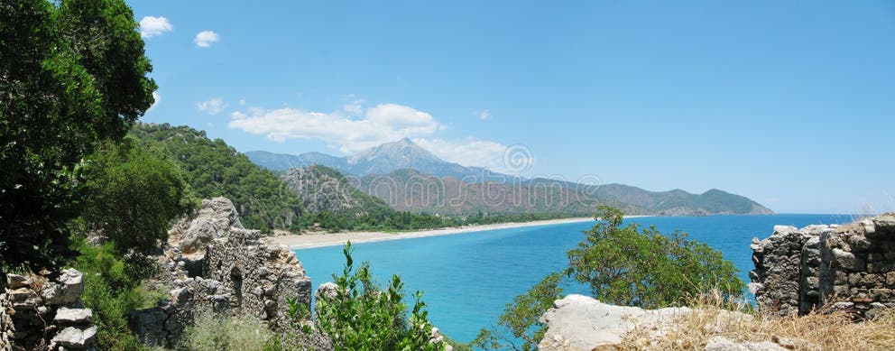 Panorama of Mediterranean Coast Stock Photo - Image of outdoors, island ...