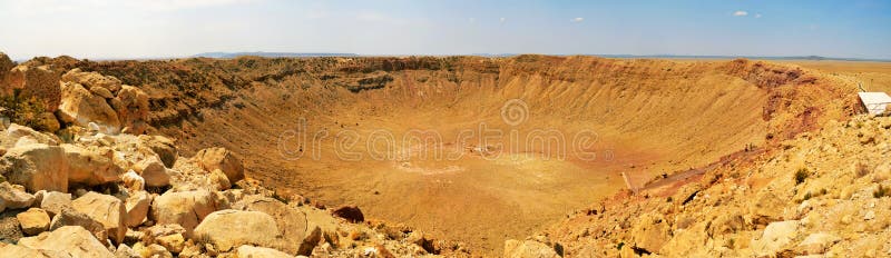 Panorama of Meteor Crater Viewed from the Rim Stock Image - Image of ...