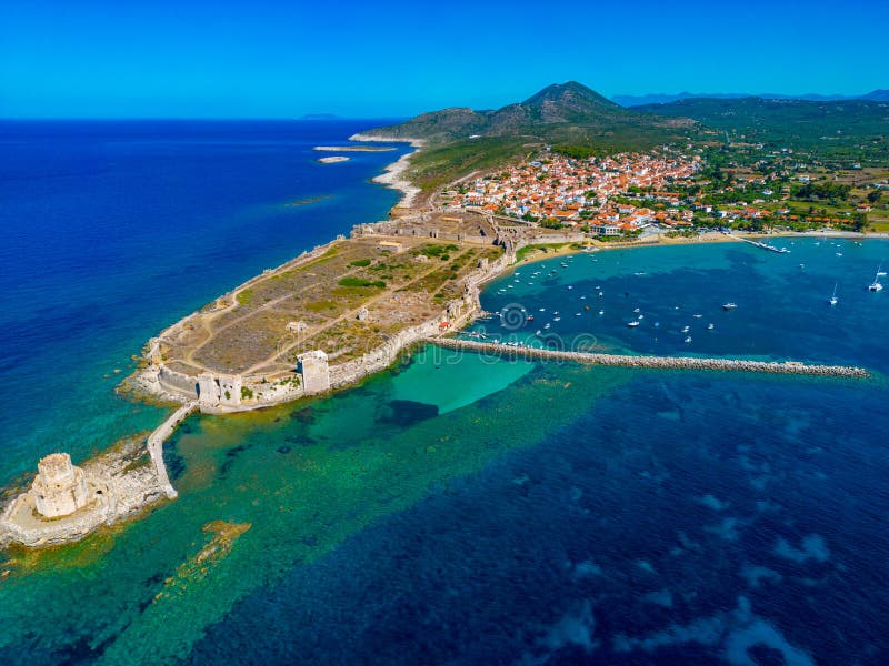 Panorama of Methoni Castle in Greece Stock Image - Image of bastion ...