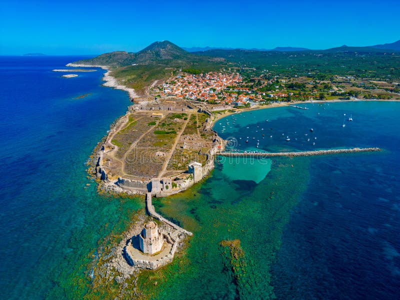 Panorama of Methoni Castle in Greece Stock Photo - Image of stone ...