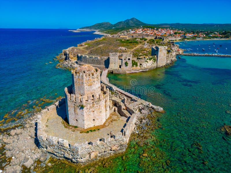 Panorama of Methoni Castle in Greece Stock Image - Image of ...