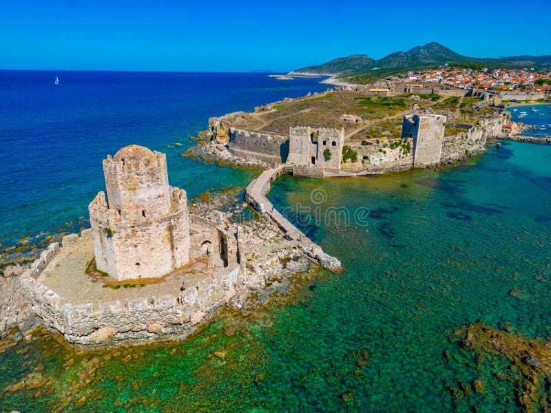 Panorama of Methoni Castle in Greece Stock Image - Image of methoni ...