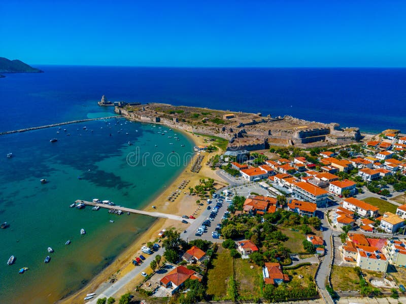 Panorama of Methoni Castle in Greece Stock Image - Image of stone ...