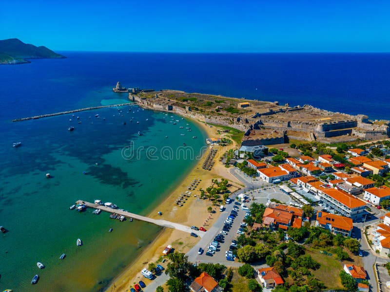 Panorama of Methoni Castle in Greece Stock Photo - Image of coastline ...