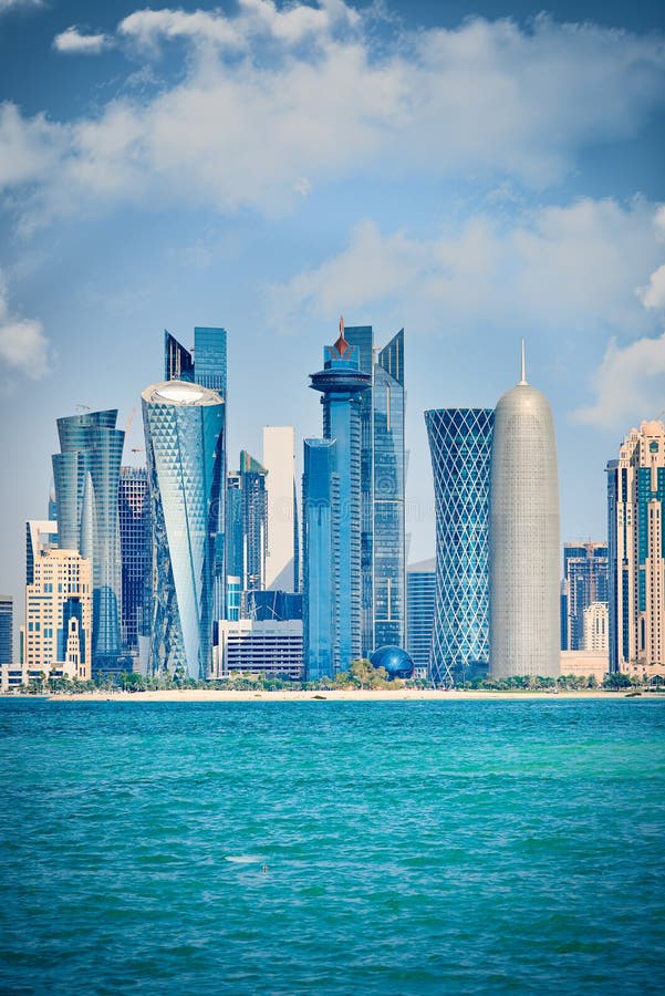 Panorama of Modern Skyscrapers in Doha, Qatar Stock Photo - Image of ...