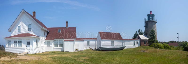 Monhegan Island Lighthouse Panorama Stock Image - Image of united ...