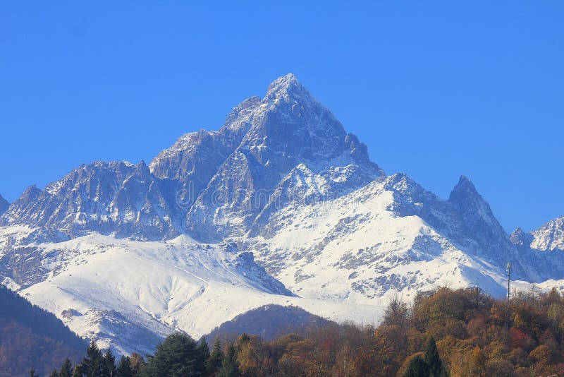 Monviso Mountain Skyline with Red Sunset and Beautiful Clouds Stock ...