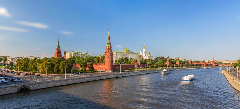 Panorama of Moscow Kremlin stock image. Image of cathedral - 46562313