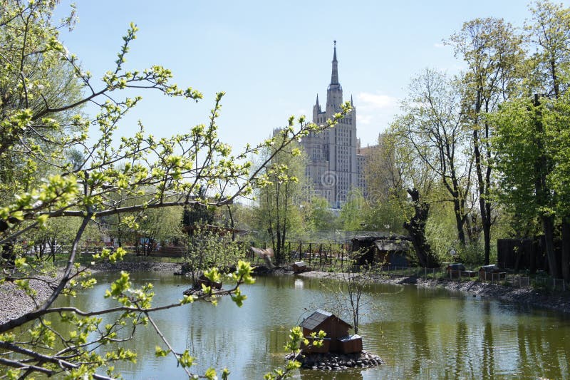 Panorama of the Moscow Zoo in the Spring Stock Image - Image of spring ...