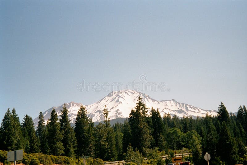 Panorama of Mount Shasta Volcano in the Cascade Range, California Stock ...