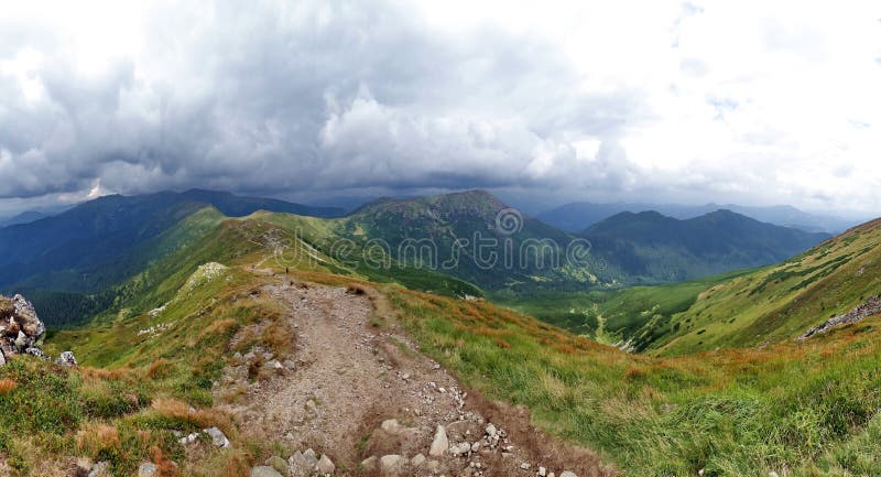 Panorama of Mountain Ridge from Path Running Along Top. Stock Image ...
