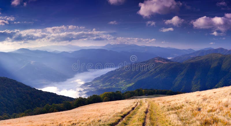 Panorama of Mountain Scenery Morning Stock Image - Image of ...
