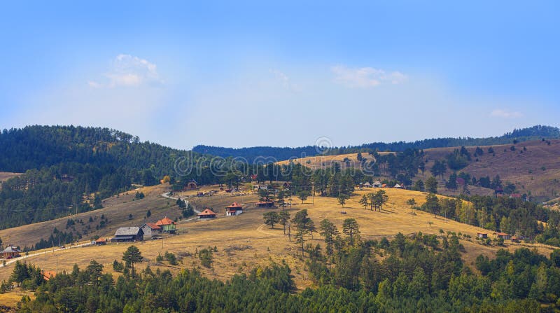 Panorama of Mountain Village. Valley in Village Stock Image - Image of ...