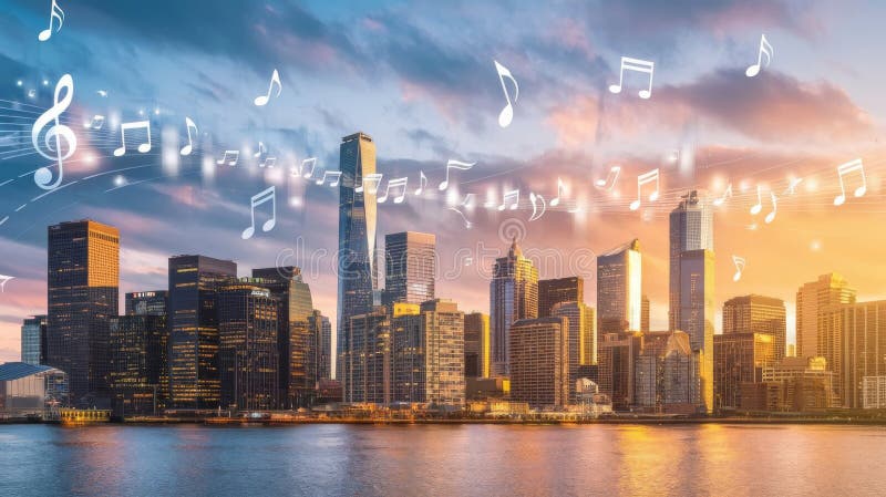 Panorama with Music Notes and Electronic Elements for a Dynamic ...