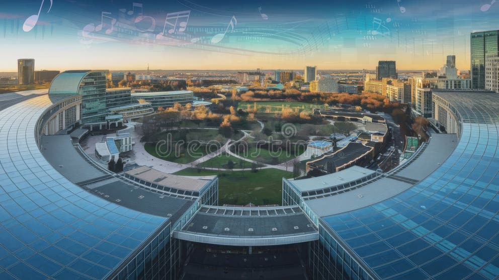 Panorama with Music Notes and Electronic Elements for a Dynamic ...