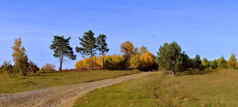Panorama of Nature in Autumn. Beautiful Autumn Landscape Stock Photo ...